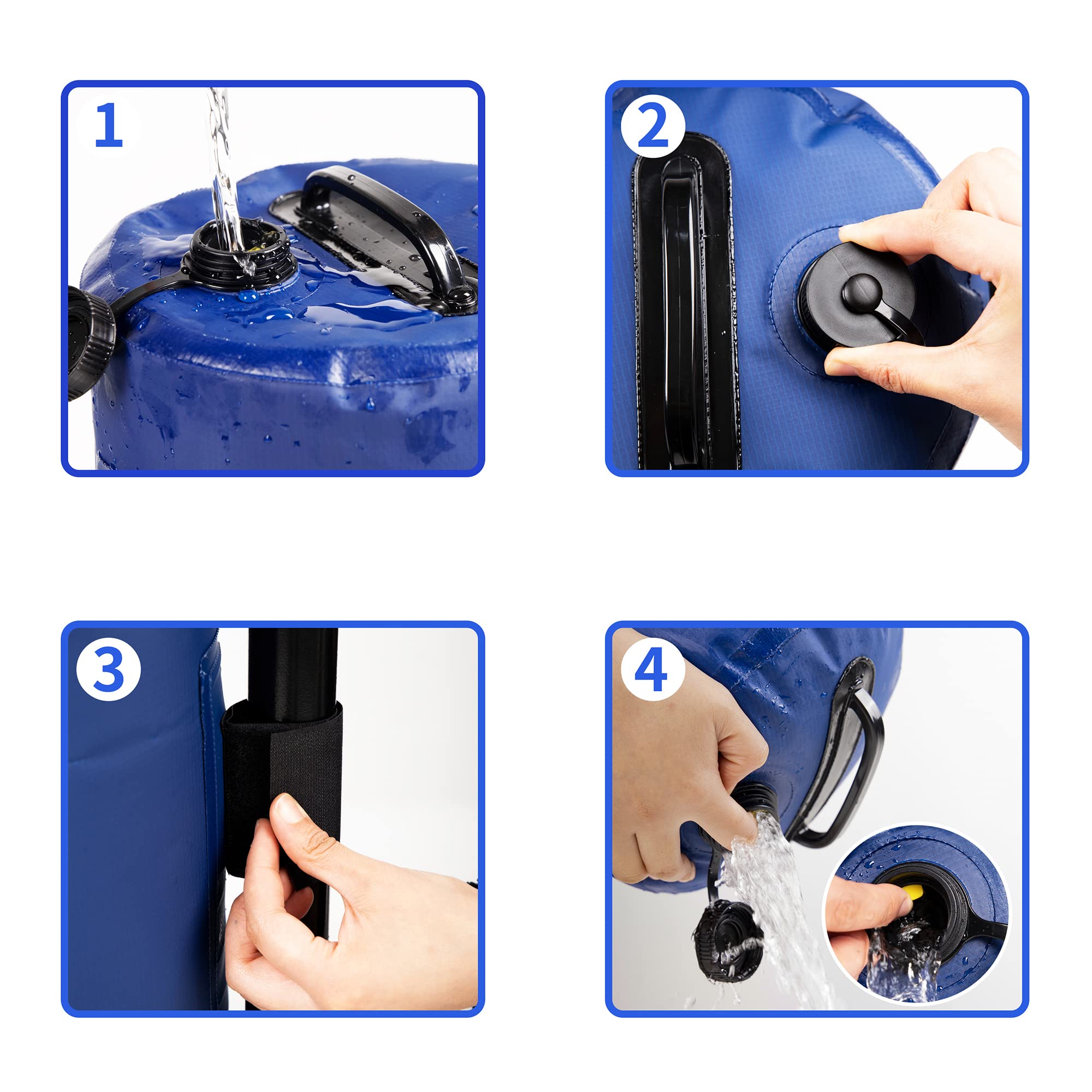 Winsper Canopy Weights Bag, 176 LBS Tent Weights Set of 4-20L Heavy Duty Portable Water/Sand Weights Strong Windproof for Pop up Canopy, Tent, Gazebo, Shelter Upgraded (Blue-20L)