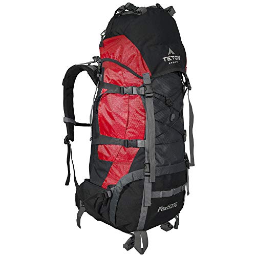 TETON Sports Fox 5200 Internal Frame Backpack; High-Performance Backpack for Backpacking, Hiking, Camping Mars Red, 34" x 16" x 13"