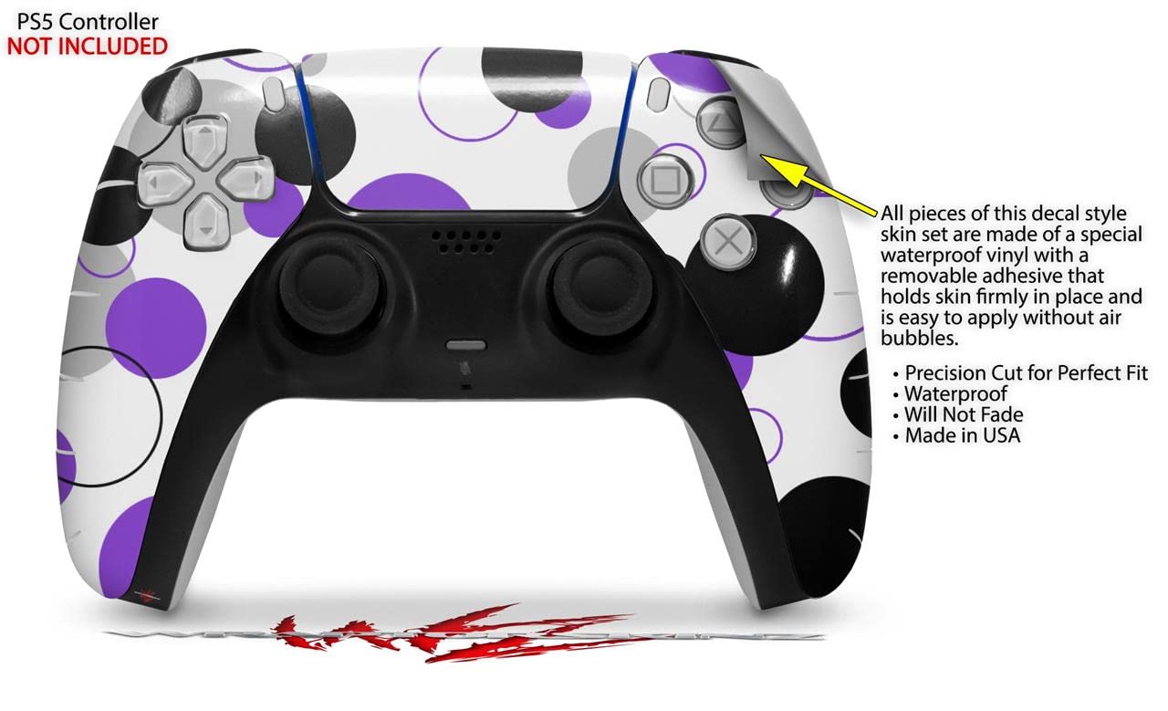 WraptorSkinz Skin Wrap compatible with Sony PS5 DualSense Controller Lots of Dots Purple on White (CONTROLLER NOT INCLUDED)