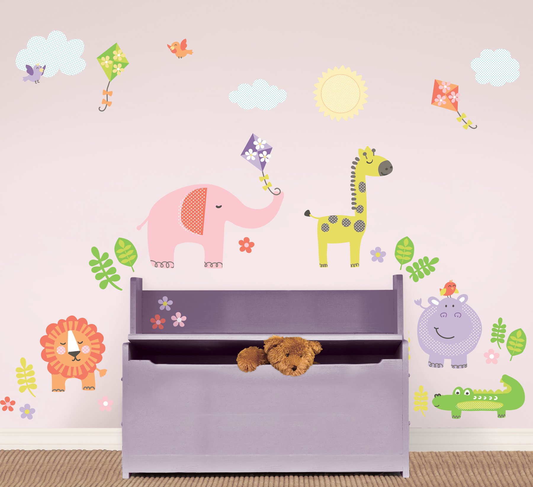 WallPops DWPK1153 Sunny Day Safari Wall Decals, Multicolor