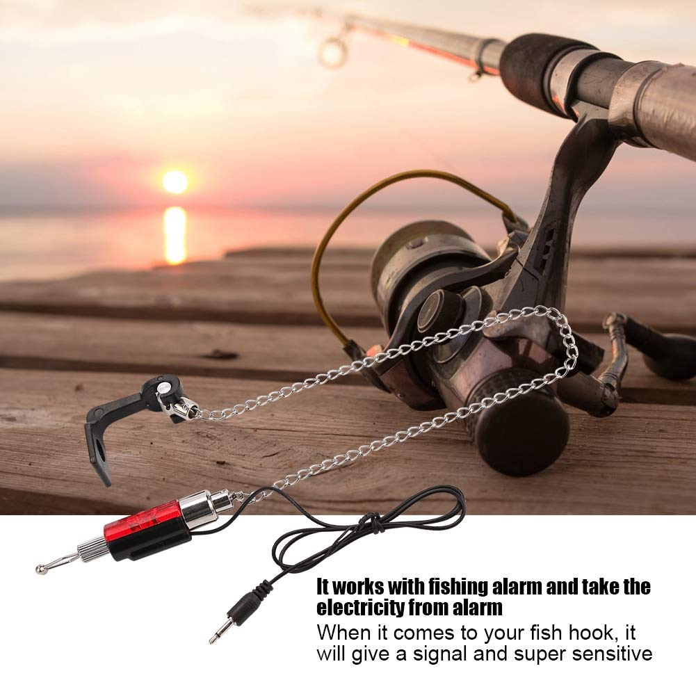Yeuipea Fishing Tackle Fishing Bite Indicators,Fish Bite Alarm LED Illuminated Indicators Chain Hanger Fishing Tool Tackle Accessory(Red)