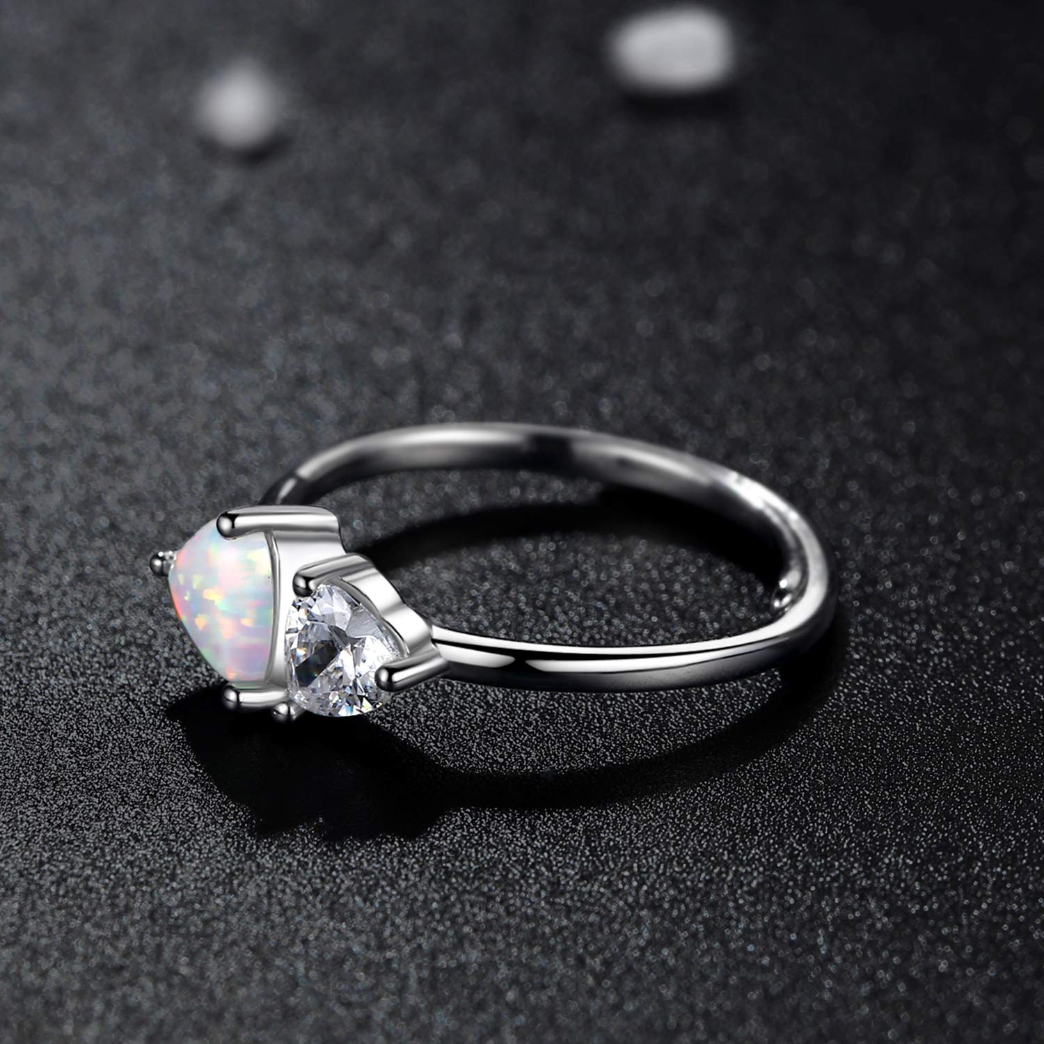 VIKI LYNN Created Opal Double Heart Ring for Women Sterling Silver Adjustable Promise Ring