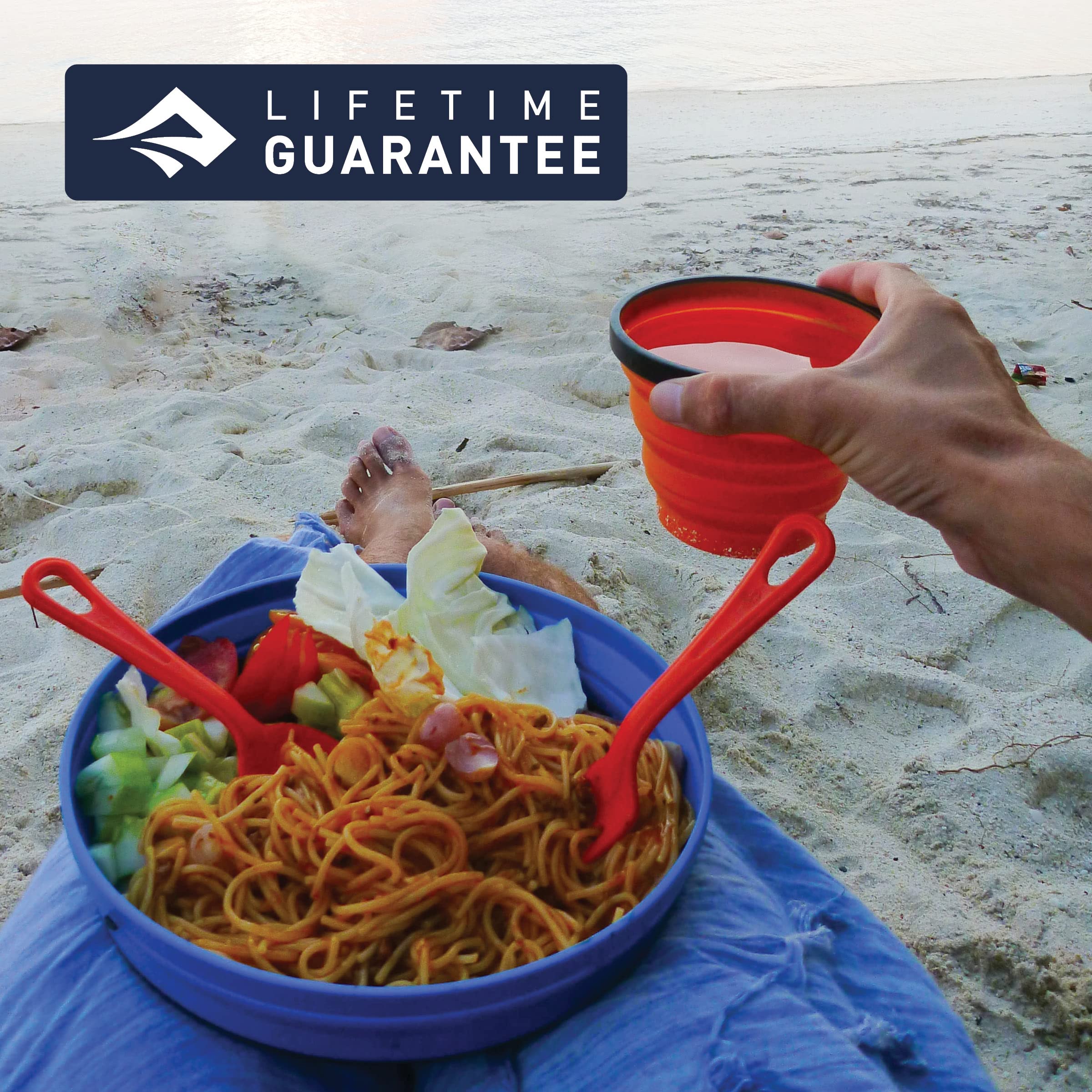 Sea to Summit X-Set Collapsible Camping Dinnerware Set with Zippered Pouch, 2pc (Mug & Bowl), Royal Blue/Orange