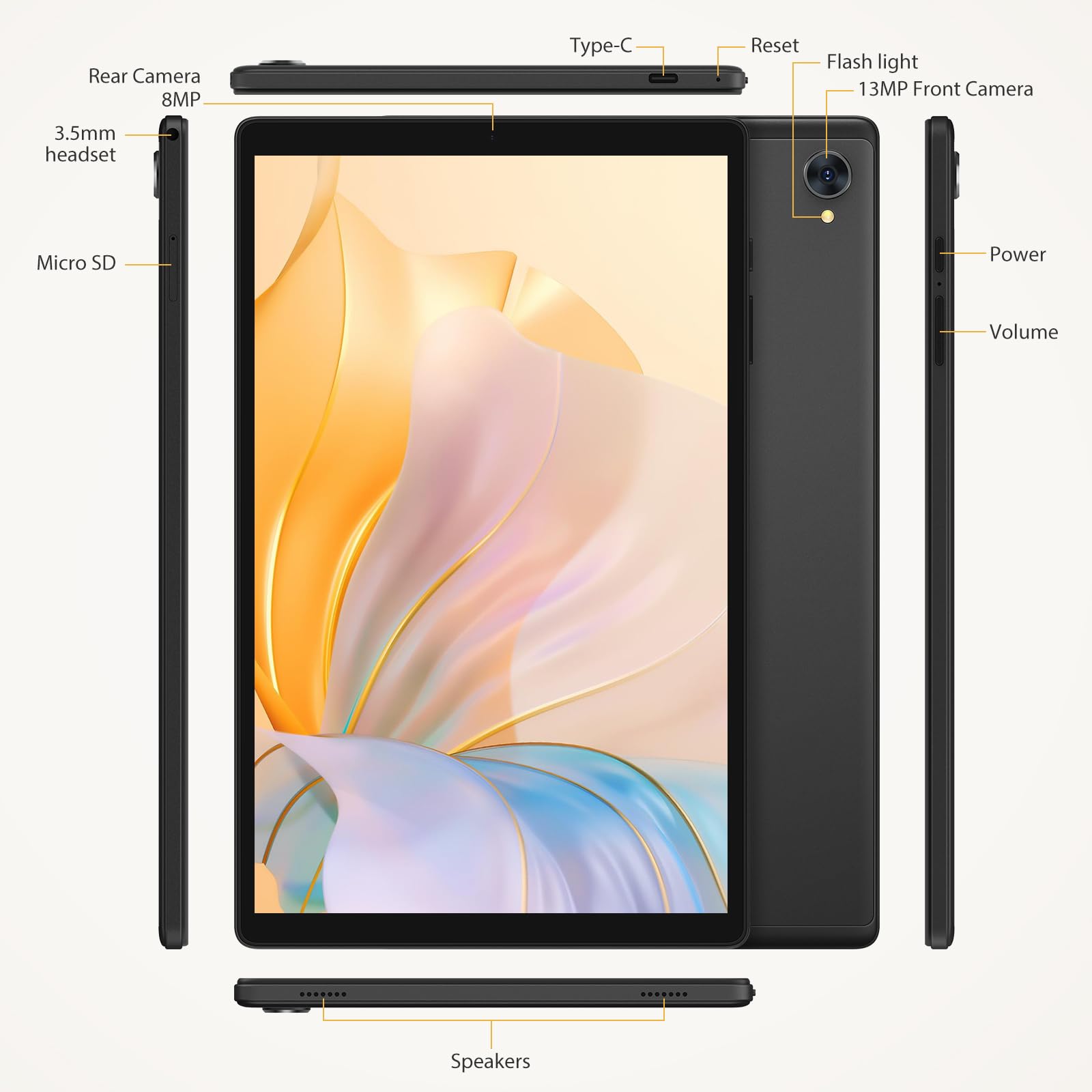 TOSCiDO 2023 Android 12 Tablet 10.1 inch 2 in 1 Tablets 1080P FHD in-Cell LCD Screen, 6GB+64GB Expand to 1TB, Octa-Core CPU, 1920 * 1200 Resolution,8MP&13MP Camera|Wi-Fi| GPS| Keyboard| Mouse-Black