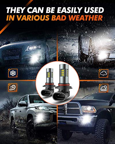 SEALIGHT 9006 Fog Lights LED Bulb, 9006 Hb4 LED Fog Light Bulbs 1:1 Size 9006 Bulb Plug And Play, 6000k Xenon White Light Pattern, Pack of 2