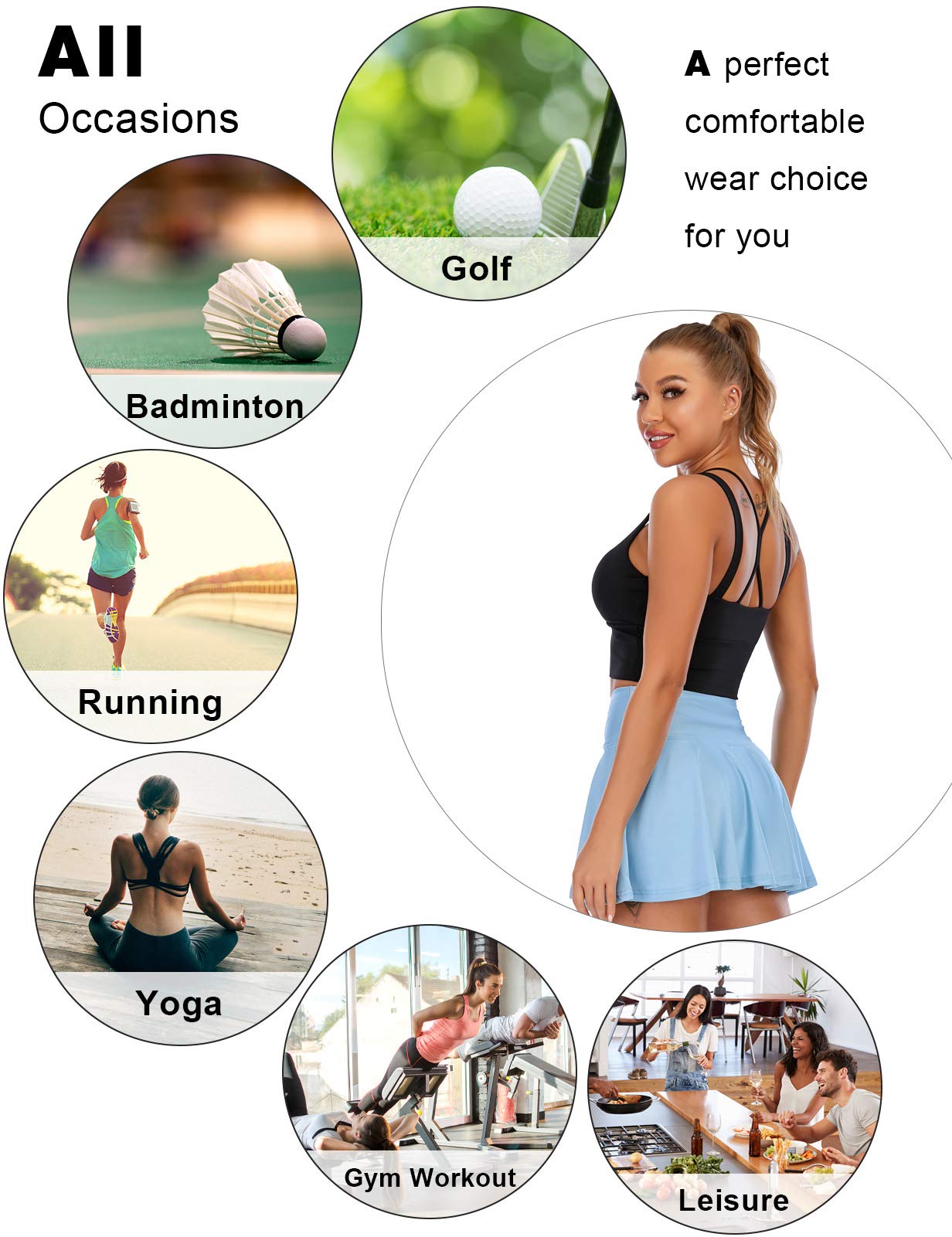 White Skorts Skirts for Women with Pockets Pleated Tennis Skirts Short Dance Skirts Mini Athletic Skirts White XL