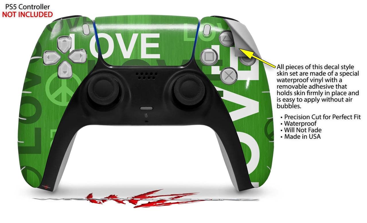 WraptorSkinz Skin Wrap compatible with Sony PS5 DualSense Controller Love and Peace Green (CONTROLLER NOT INCLUDED)
