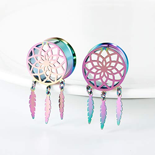 TBOSEN 2PCS Tunnels and Plugs For Ears Stainless Steel Stretcher Multiple Expander Tunnels Gauges 0g-1'' in 8mm-25mm