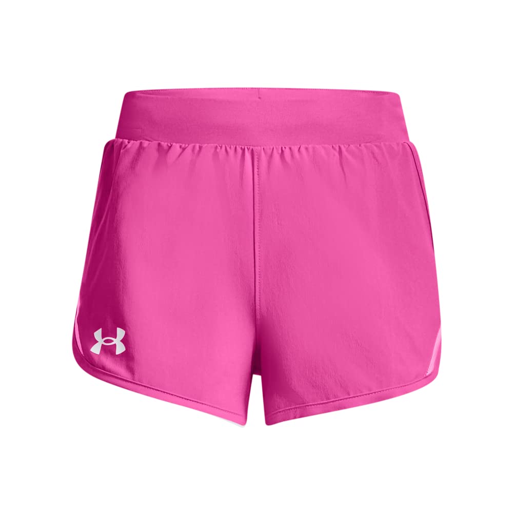 Under Armour Girls' Fly by Shorts, (652) Rebel Pink/Rebel Pink/White, Medium