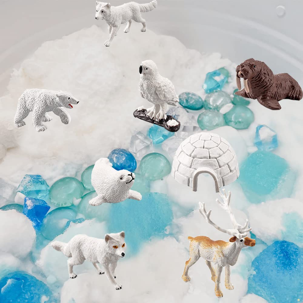 willway 18PCS Mini Arctic Animals Figurines Set, Polar Animals Toy for Kids Plastic Arctic Reindeer,Walrus,White Whale,Polar Bear,Arctic Fox,Wolf Figures, Cake Toppers Christmas Birthday Toy Gift