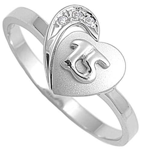 Sterling Silver Quinceañera 15th Birthday Ring Love Band 11mm Size 6