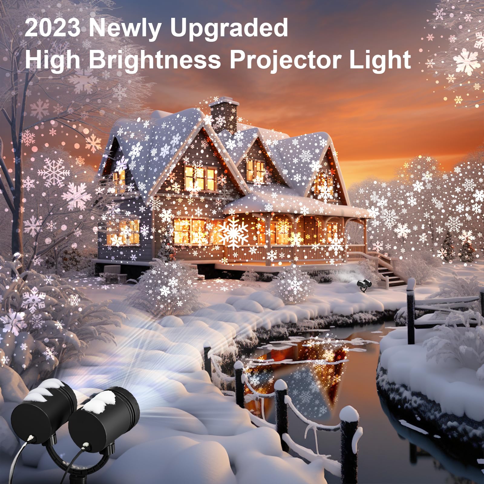 Snowflake Projector Lights Outdoor, Upgrade 2.0 HD Dynamic Christmas Projector Lights Outdoor, IP65 Waterproof Snow Projection Light for Xmas, Holiday, Wedding, Party, Home, Garden Landscape