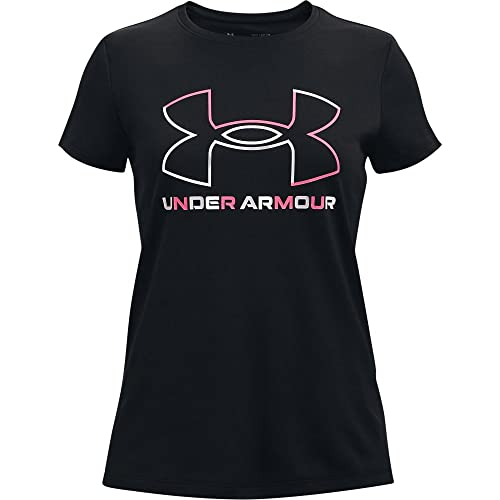 Under Armour Girls Tech Big Logo Short Sleeve T-Shirt, Black (001)/White, Youth Medium