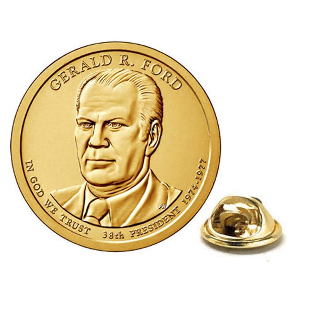 Williams and Clark Gerald R. Ford Presidential Dollar Lapel Pin, Uncirculated One Dollar Coin Gold Pin