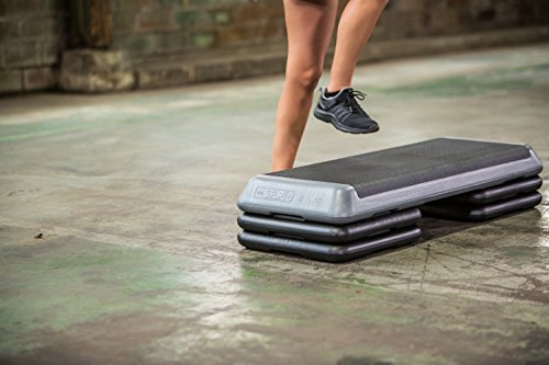 The Step (Made in USA Original Aerobic Platform for Total Body Fitness β Health Club 4 Risers Grey