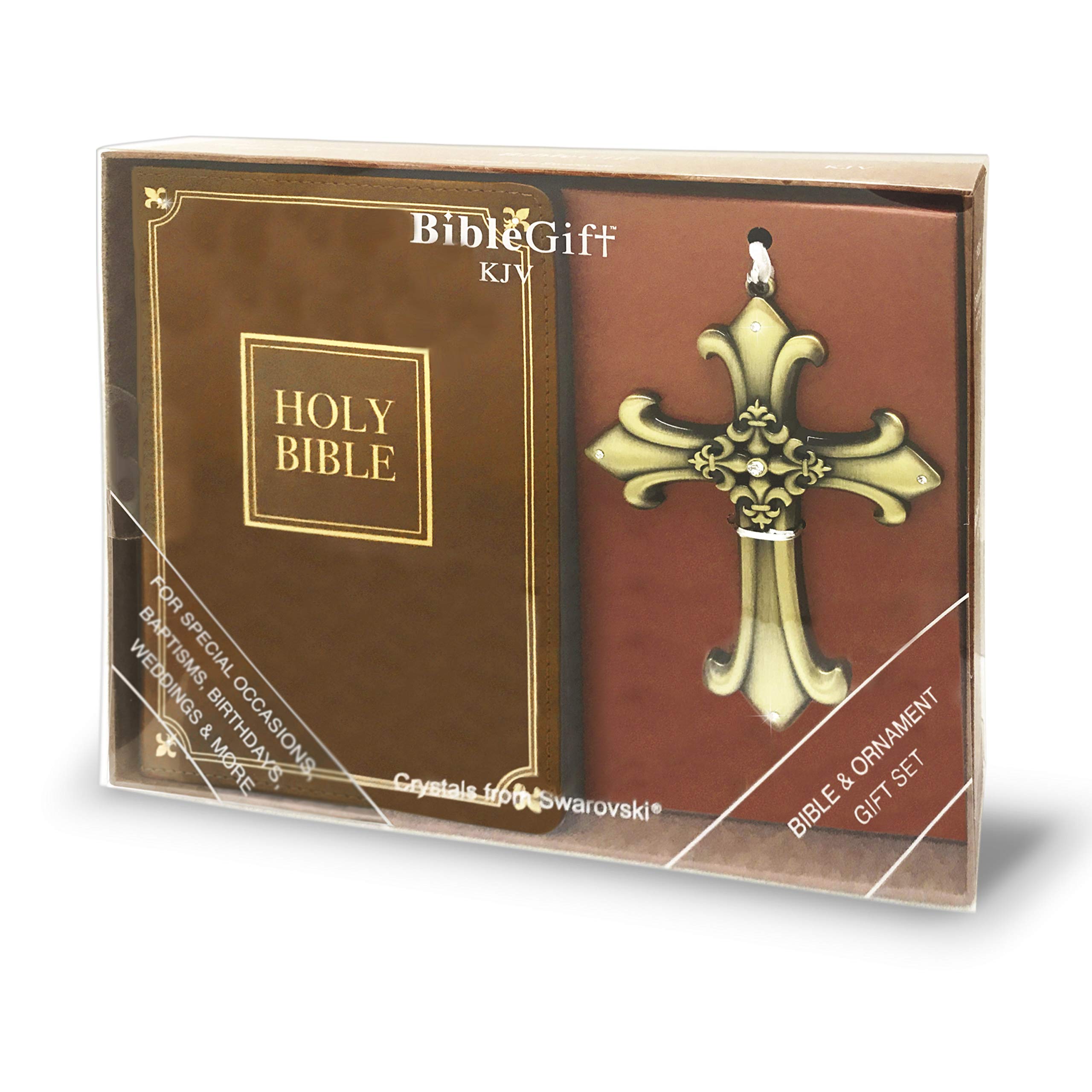 Wedding Bible Gift Set with KJV Bible & Silver-Plated Frame Ornament with Crystals from Swarovski