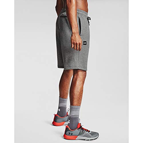 Under Armour Men's Rival Fleece Shorts , Pitch Gray Light Heather (012)/Onyx White , Large