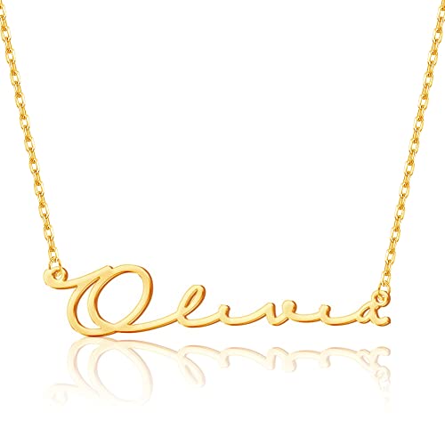 Yopicks Custom Name Necklace Personalized, 18K Gold Plated Sterling Silver Name Necklace for Women Gift