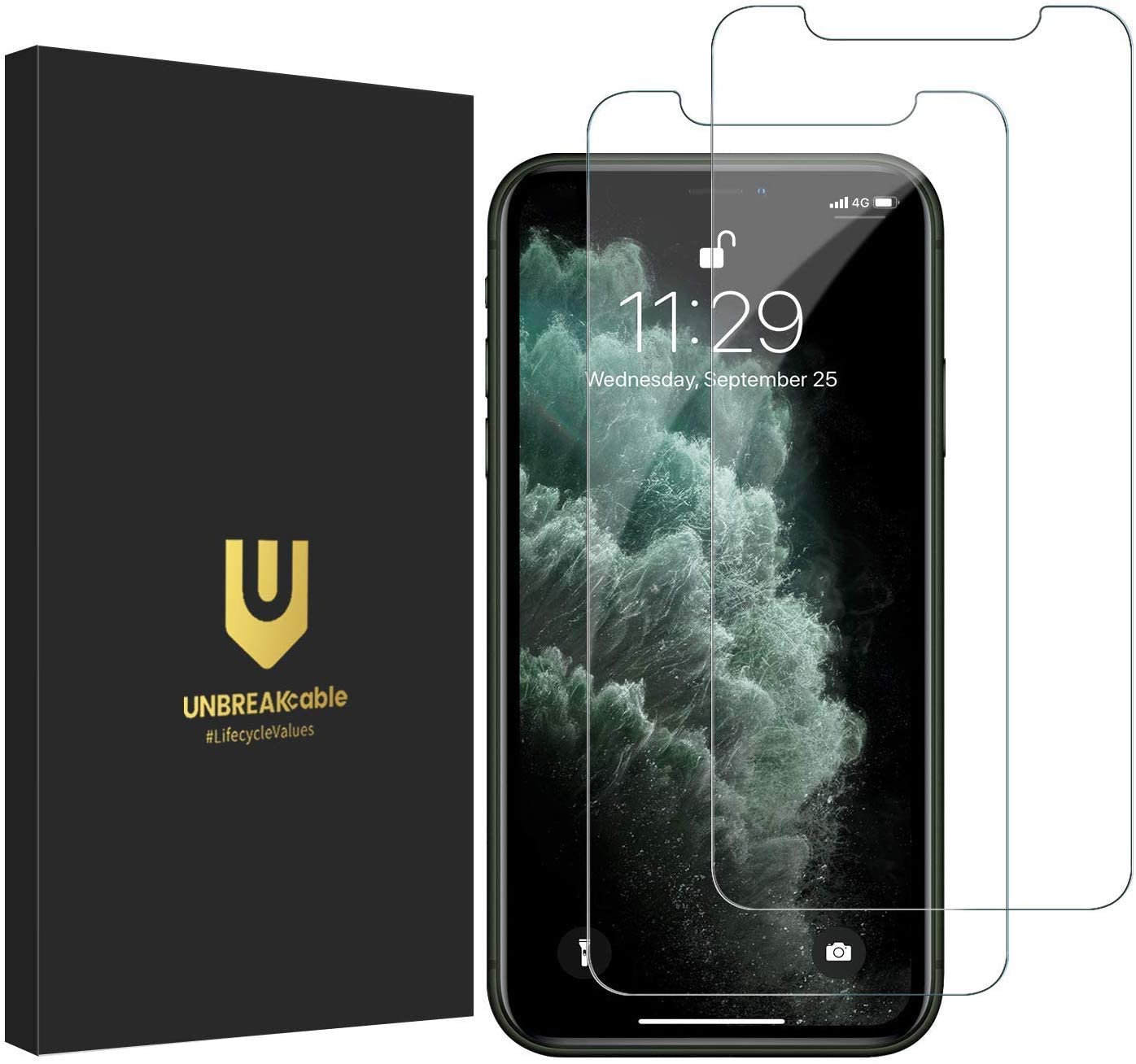 UNBREAKcable Screen Protector for iPhone 11 Pro Max iPhone Xs Max 2-Pack 6.5", Double Defense 9H Hardness HD Tempered Glass Screen Protector for iPhone 11 Pro Max/Xs Max with Easy Installation Frame,UBMU153