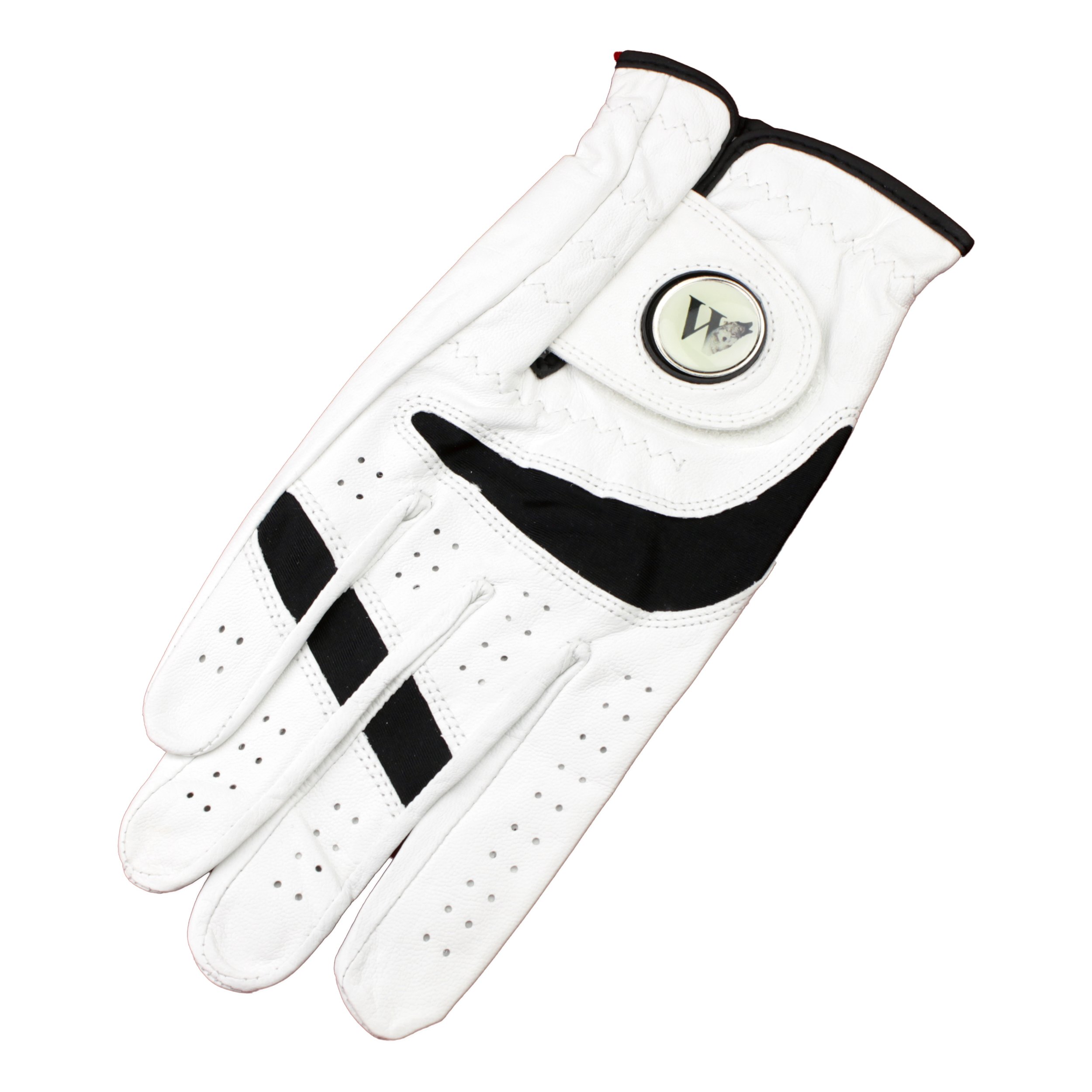 TrueGrip Golf Glove with Magnetic Ball Marker White Leather Mens Worn on Right Hand Large