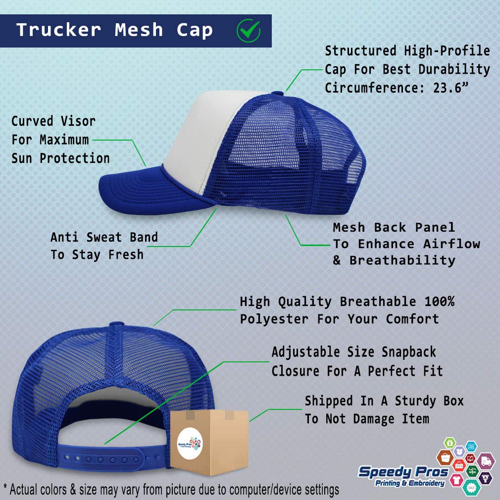 Speedy Pros Trucker Hat #1Dad 1 Daddy Number Dad Father S Day Polyester Snapback Baseball Cap for Men & Women Adjustable Royal Blue