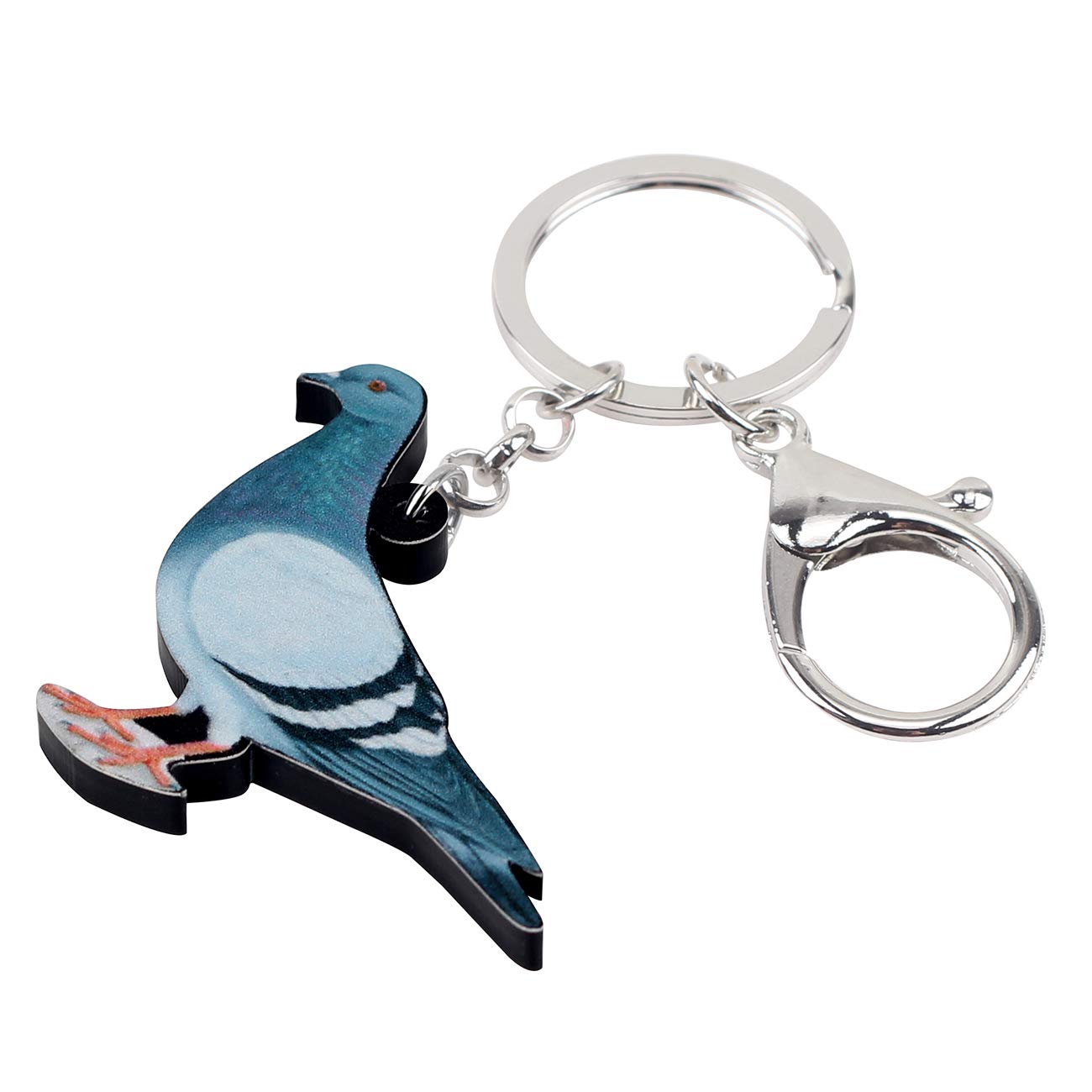 WEVENI Acrylic Cute Pigeon Keychain Charms Dove Keyring Bird Jewelry For Women Girls (Blue)
