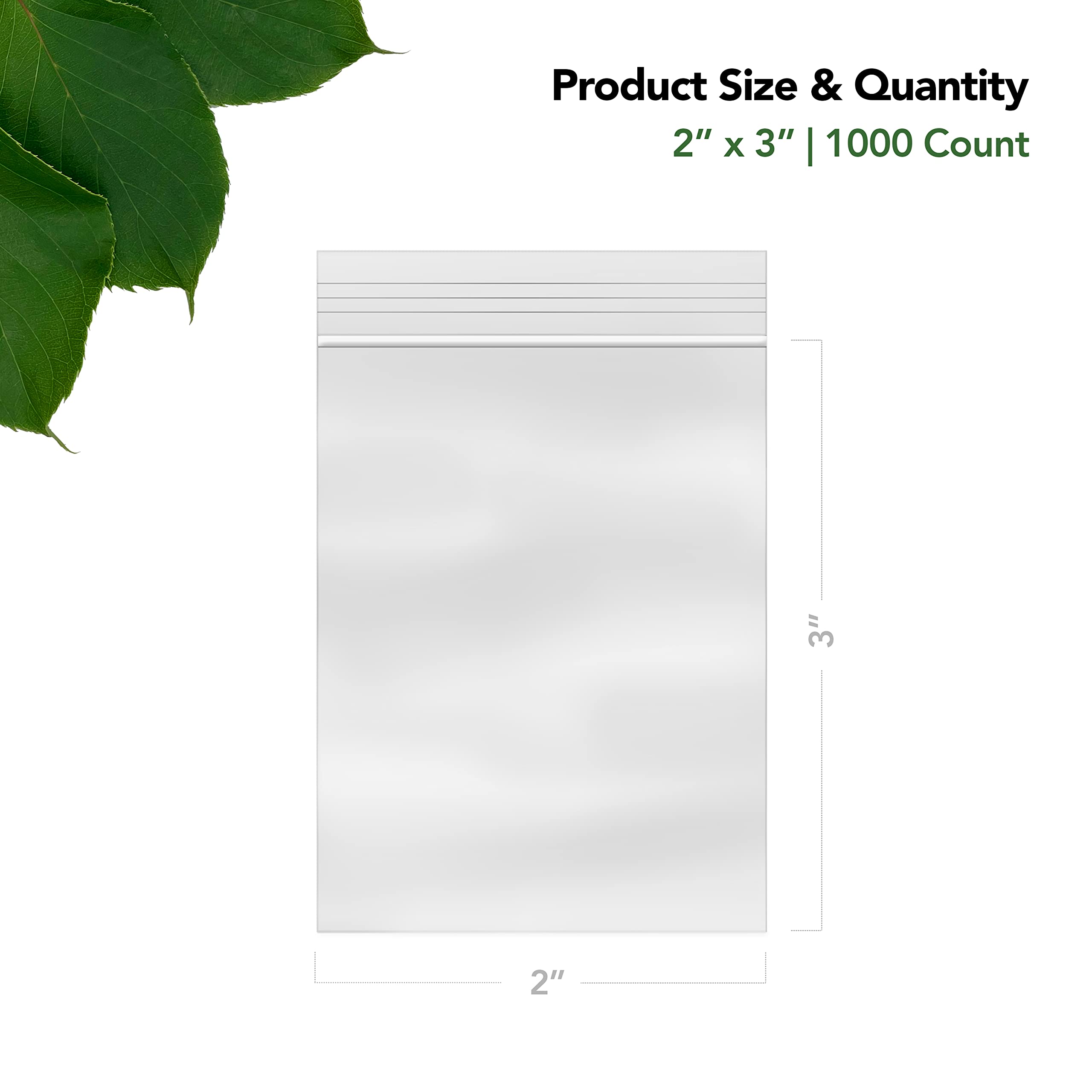Seal Fresh Ziplock Bags β 2" x 3" (1000 Count), 2 Mil β Clear Plastic Reclosable Baggies with Resealable Lock Seal Zipper β Zip Lock Bags, Snack Bags, Jewelry Bags, Plastic Bags, Zip Bags, Pill Bags