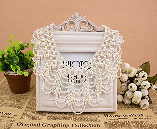 Women's RBG Dissent Collar Pearl Beaded False Collar Necklace and Judge Gavel Costume (White)
