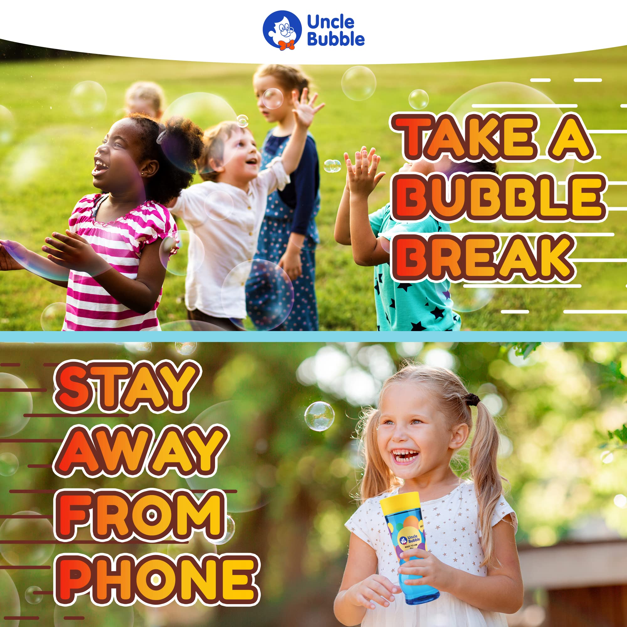 Uncle Bubble Giant Bubble Wands | 3-Piece Set Pack - includes Wand, Big Bubble Sword and 8oz Ultra Bubble Solution | Outdoor Toy for Kids, Boys, and Girls (Giant Bubble Wands, UB112, 1, UB112)