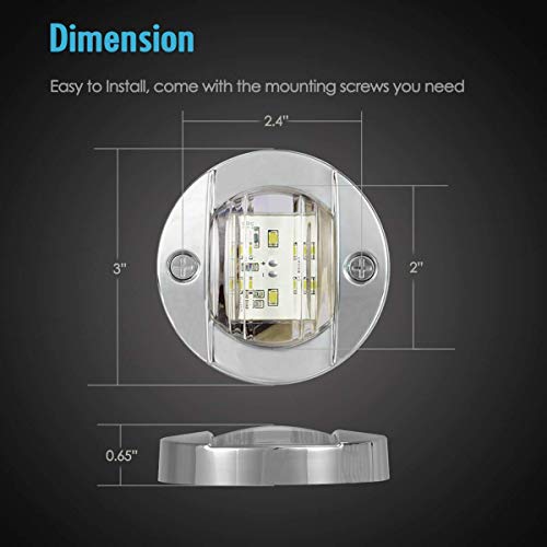 TCTAuto Blue Marine LED Lights for Boats Courtesy Cabin Stern Transom Interior Navigation Lights 3 Inch 6-2835-SMD LEDs 12V Round with Clear Lens Waterproof, Pack of 4