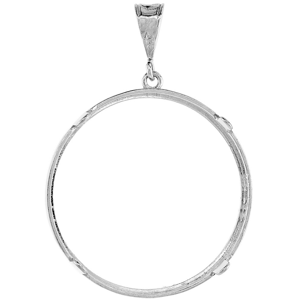 Sterling Silver 1 Onza Plata Libertad Bezel 36 mm Coins Prong Back Diamond Cut Coin NOT Included