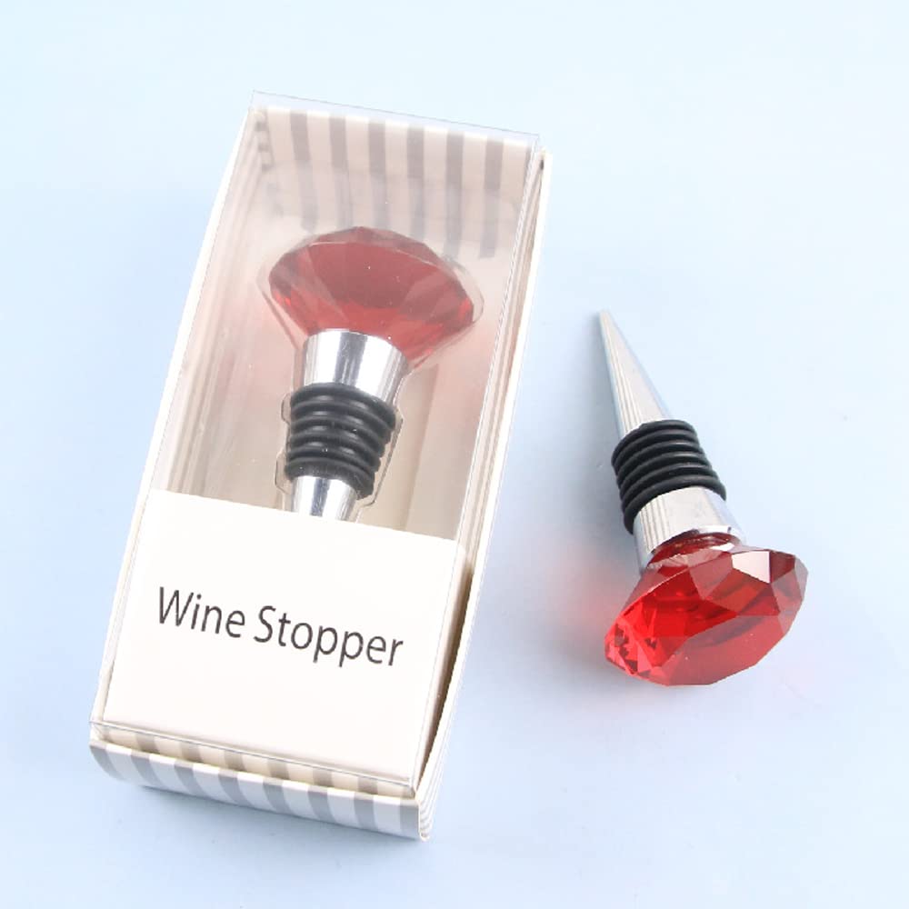 Wine Stopers Beverage Bottle Stoppers Red Blue Diamond Wine Corks Wine Decorative Stoppers Crystal Wine Corks for Home kitchen Bar Independence Day Decorations Birthday Party Gift Art Supplies 2 Pack
