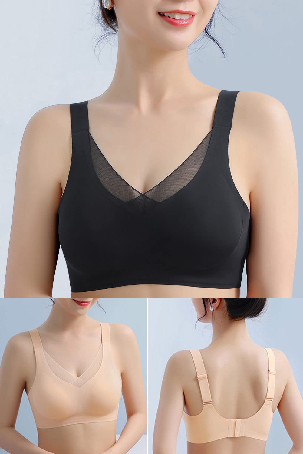 Sendyou SY17 Pockets Bra with Big Open for Mastectomy Prosthesis Inserts Breast Forms Bra Pads Artificial Boobs Black