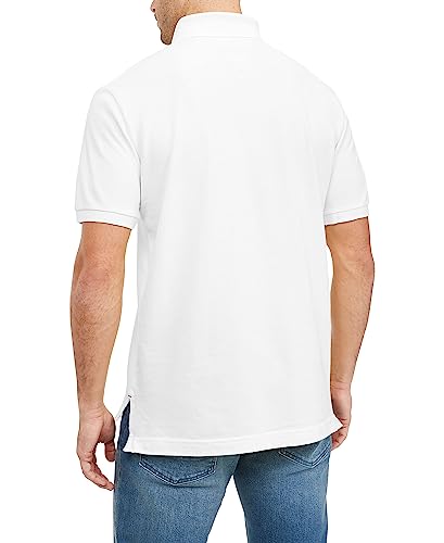 Tommy Hilfiger Men's Short Sleeve Polo Shirt in Classic Fit, White, Medium