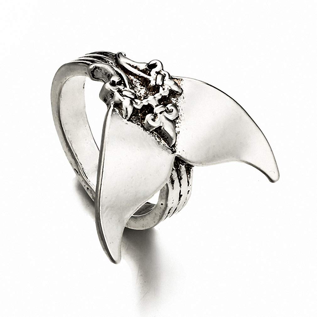 Women Bohemian Antique Silver Fish Whale Tail Mystical Mermaid Ring Midi Finger Knuckle Rings Beach Sea Animal Vintage Jewelry Gift Good Luck Fingers Accessories Casual Match Silver 8