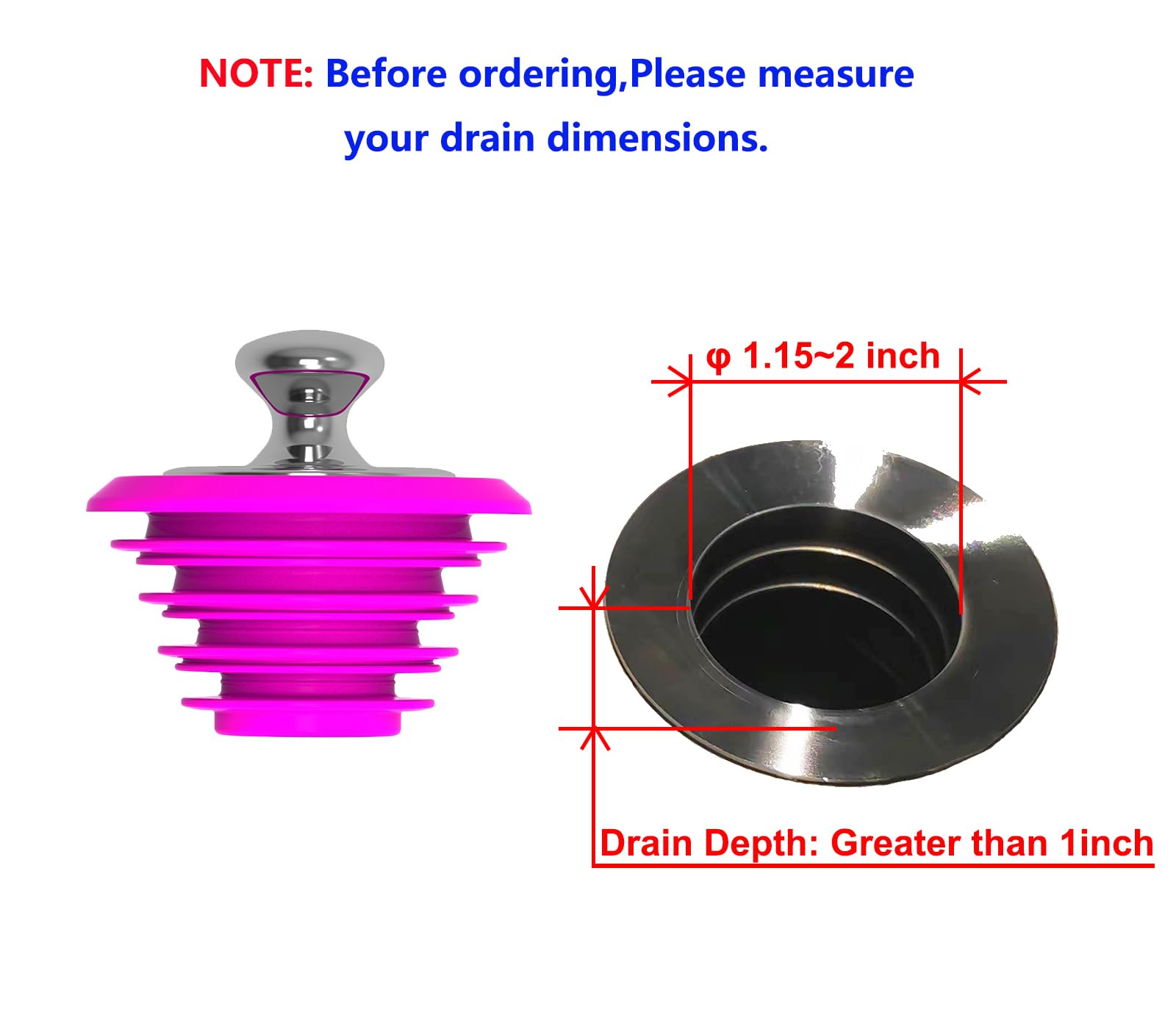 XAJOON Tub Stopper, Washbasin Stopper,Bathtub Plug, Silicone Bathtub Stopper (Pink,Patented Product)