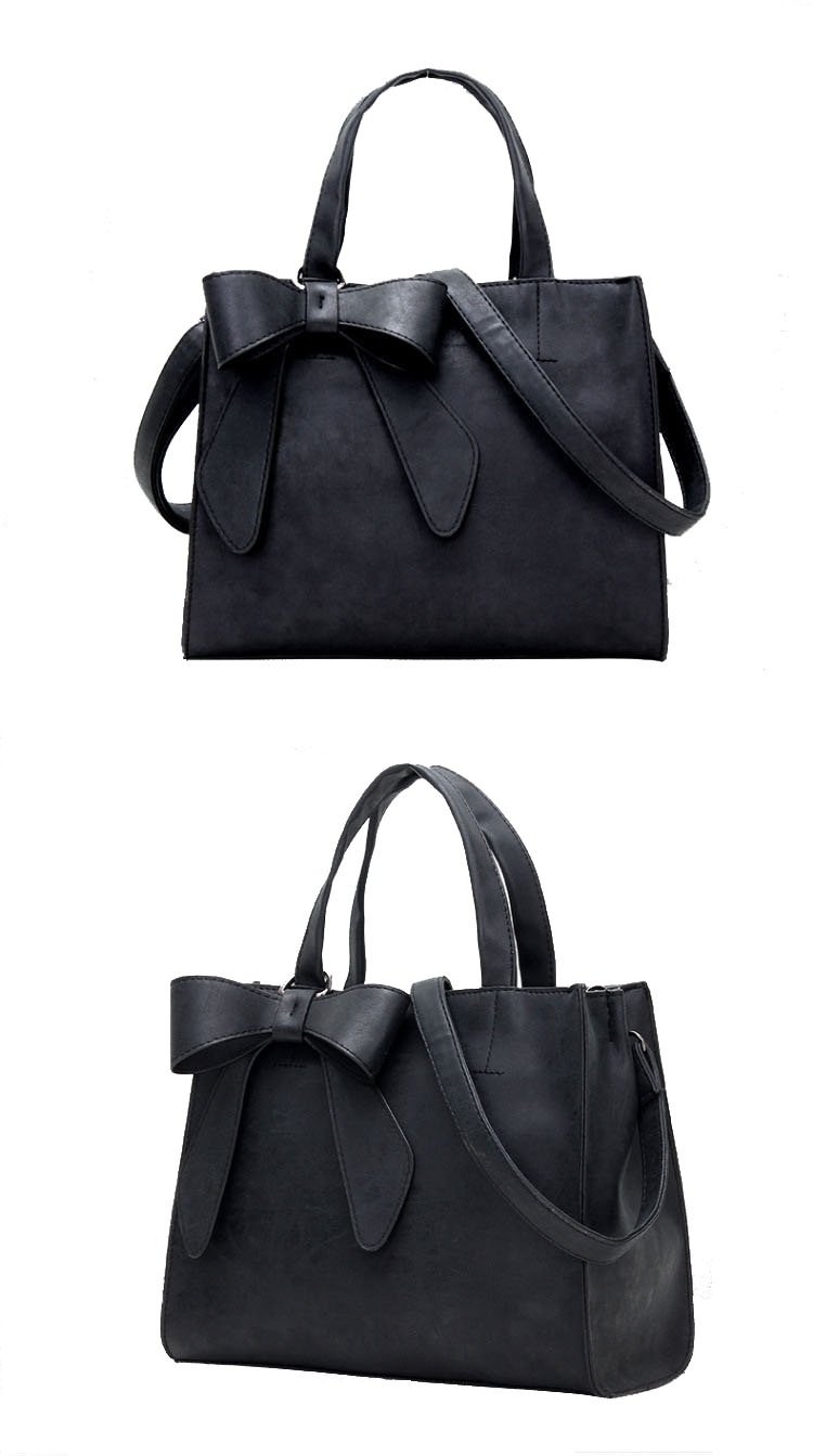 Women’s Tote Purses and Handbags Bow Tie Leisure Top-Handle Cross-body Shoulder Bags (Black)