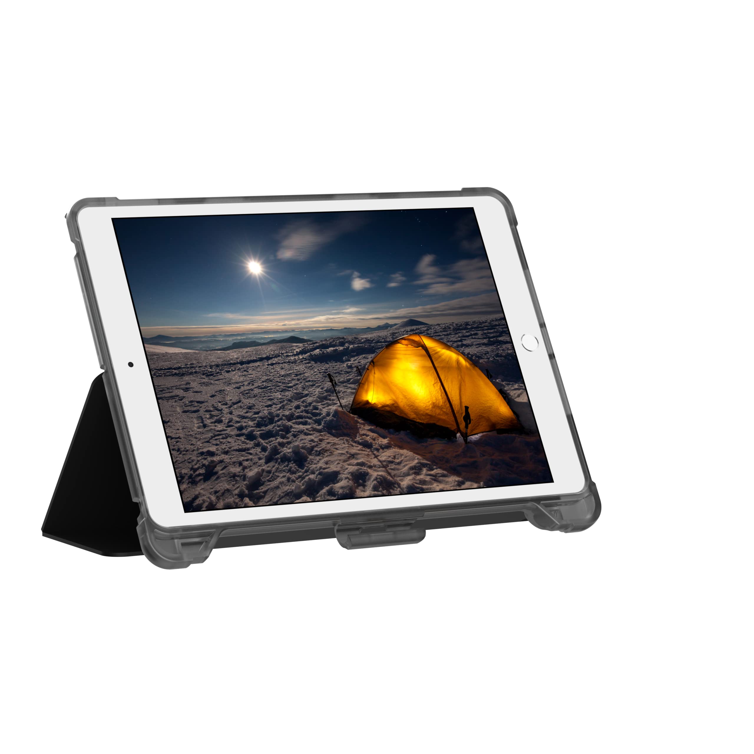 URBAN ARMOR GEAR UAG Designed for iPad 10.2 Case iPad 9th Generation 2021 iPad 8th Generation 2020, Black/Ice, Rugged Clear Multi-Angle Viewing Folio Stand with Pencil Holder Plyo Protective Cover