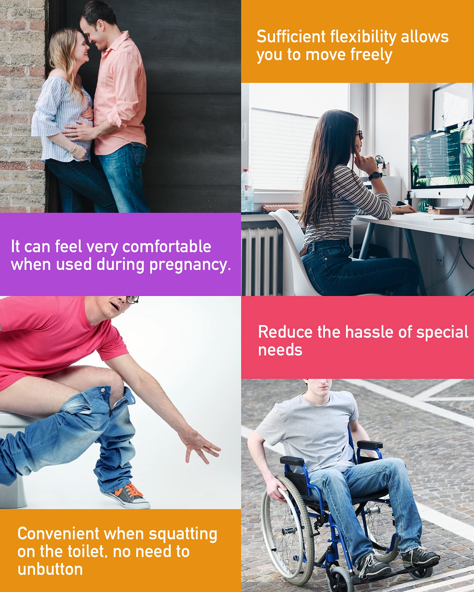 YUNDUOJIA No Buckle Comfortable Elastic Stretch Belts for Womens, Black Elastic Waist Adjustable Invisible Belts for Jeans Pants(2 Sets)