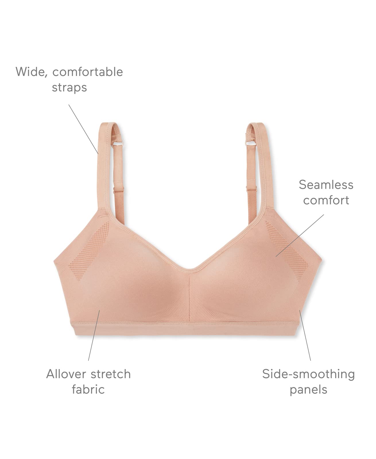Warner's Women's Easy Does It Underarm-Smoothing with Seamless Stretch Wireless Lightly Lined Comfort Bra Rm3911a, Toasted Almond, XL