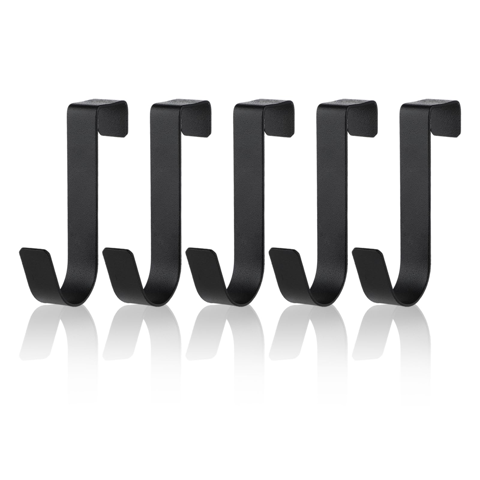 WLLHYF 5 Pack Towel Hook Stainless Steel Water Proof Over Shower Door Hook for Bathroom Frameless Glass Door 0.82in(2.1cm) Hanging Towels Robe Clothing Brush, Matte Black
