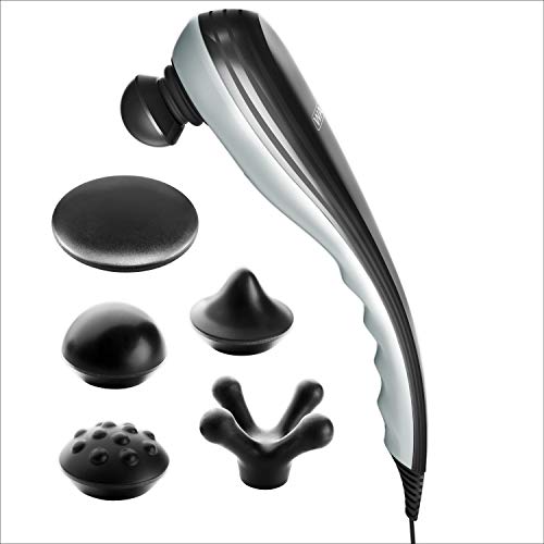 Wahl Long Handle Deluxe Deep Tissue Percussion Therapeutic Handheld Massager - Variable Intensity to Relieve Pain with 5 Unique Attachment Heads and Zippered Storage Case - Model 4290-2201