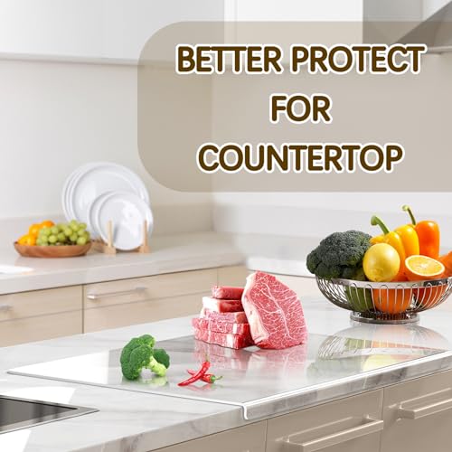 YUYUOA Acrylic Cutting Board for Kitchen Counter with Lip,Clear Cutting Board for Countertop,Transparent Acrylic Non Slip Chopping Boards for Countertop,Clear Cutting Boards for Kitchen(14"X10")