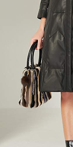 Women's Mink Fur Handbag Tote Furry Top Handle Bag Satchel Purses Multicolor(Multicoloured Bright)