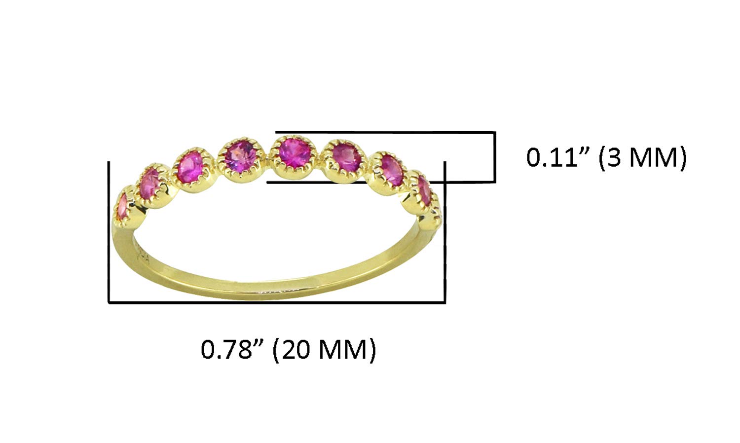YoTreasure 0.36 ct. t.w. Pink Sapphire Solid 14k Yellow Gold Eternity Band Ring