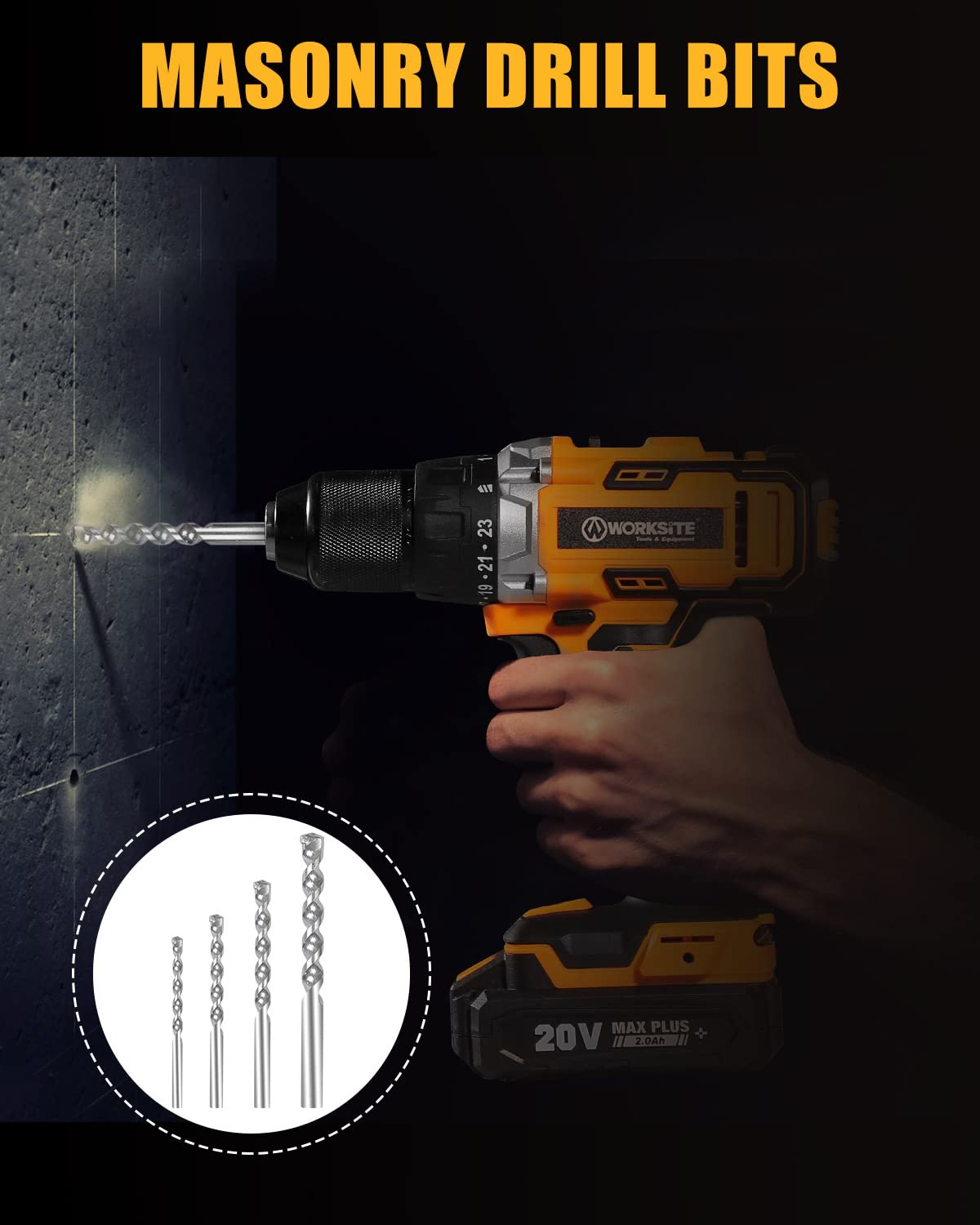 WORKSITE 102PCS Drill Bits Set and Screwdriver Bits for Metal, Wood, Masonry, Drilling and Driving Accessories with Screws, Anchors and Roll Tool Pouch