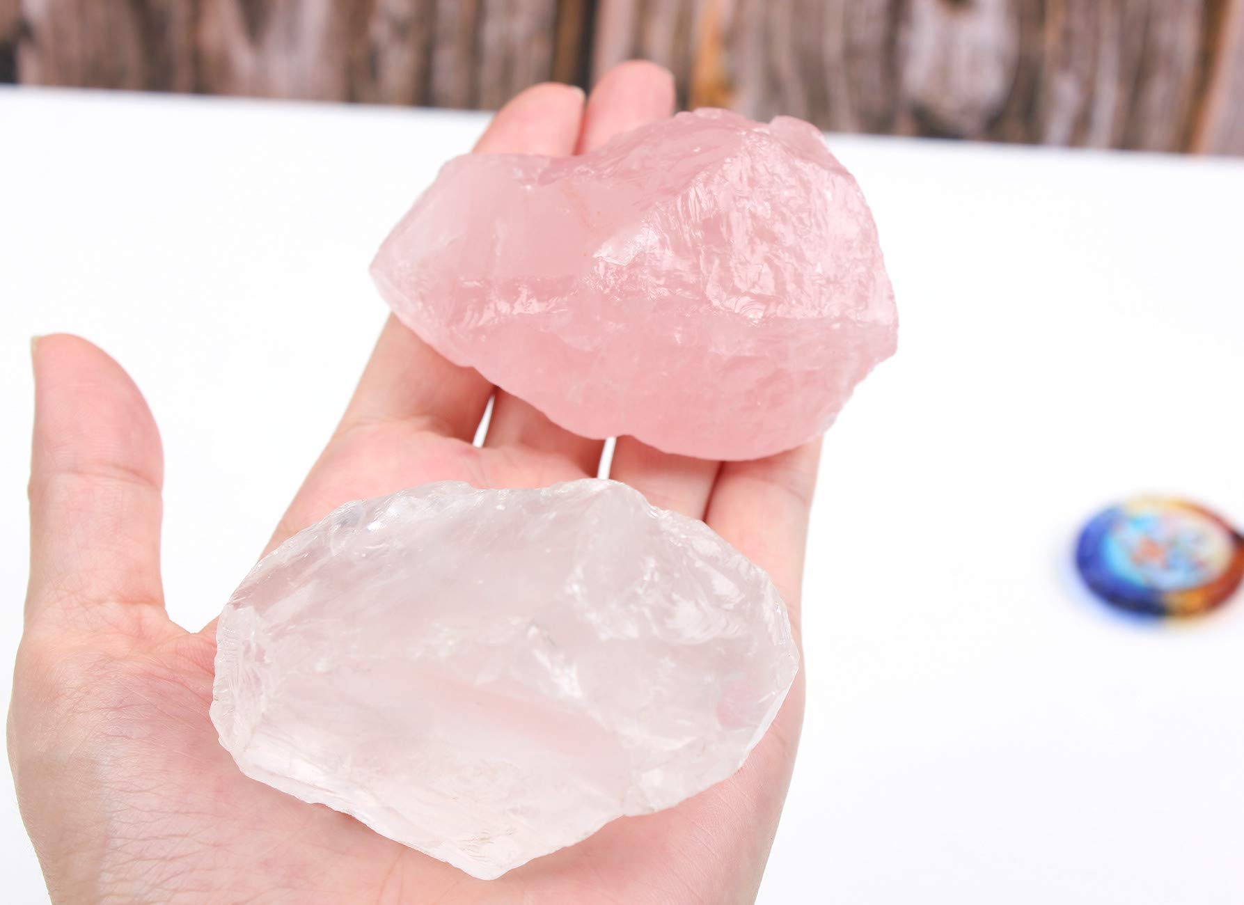 Yunoun Natural Healing Crystals and Chakra Stones Set with Amethyst Cluster, Thumb Worry Stone,Selenite,Pink Crystal Tree, Tourmaline,Large Rose and White Crystal for Cleaning Healing Energy,Reiki