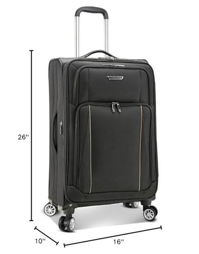 Traveler's Choice Lares Softside Expandable Luggage with Spinner Wheels, Black, Checked 26-Inch