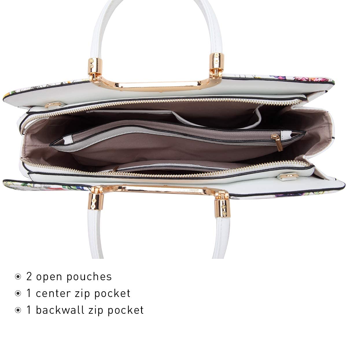 Womens Handbag Top Handle Shoulder Bag Tote Satchel Purse Work Bag with Matching Wallet (5-White Floral)