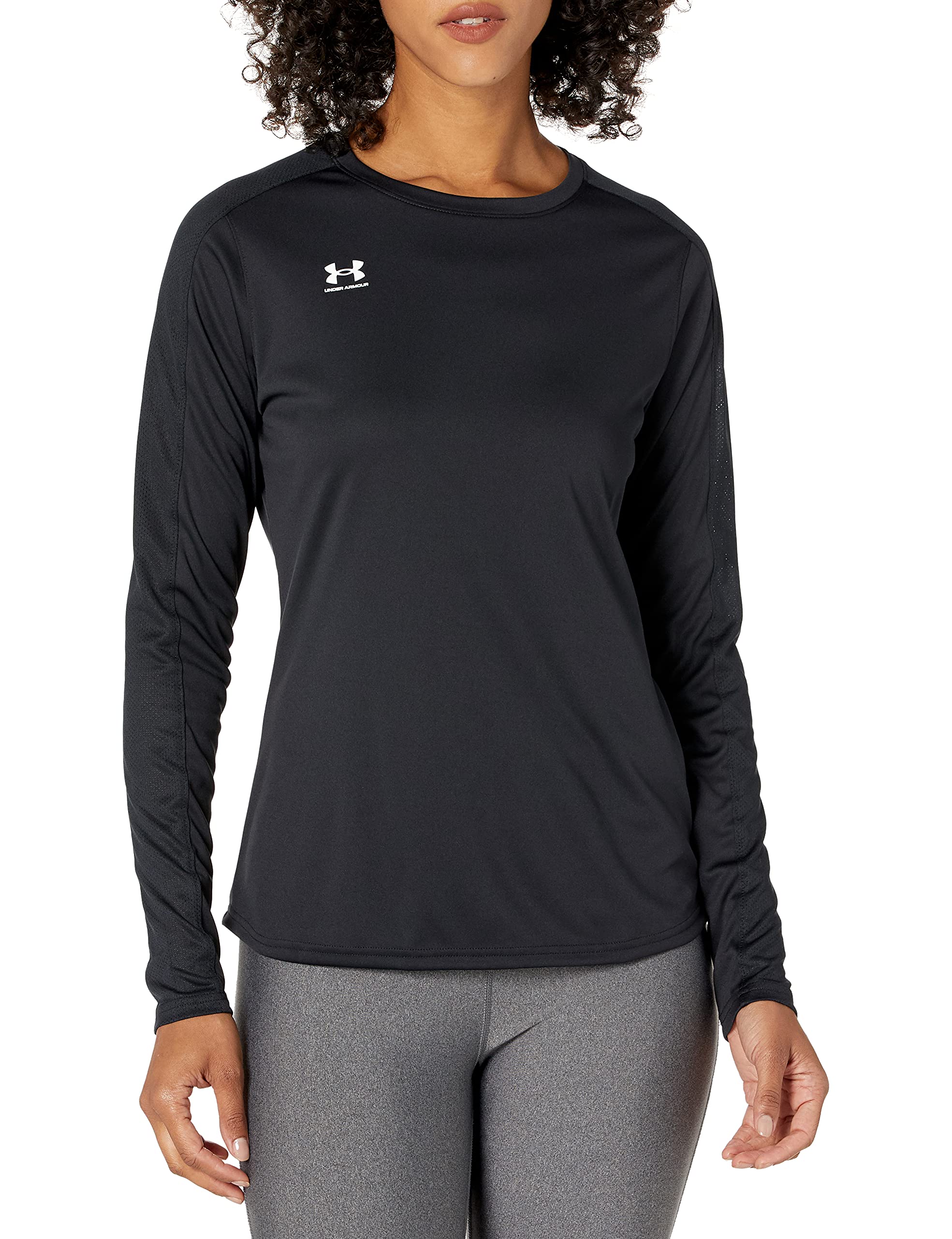 Under Armour Women's Challenger Long Sleeve Training Top, Black (001)/White, Medium